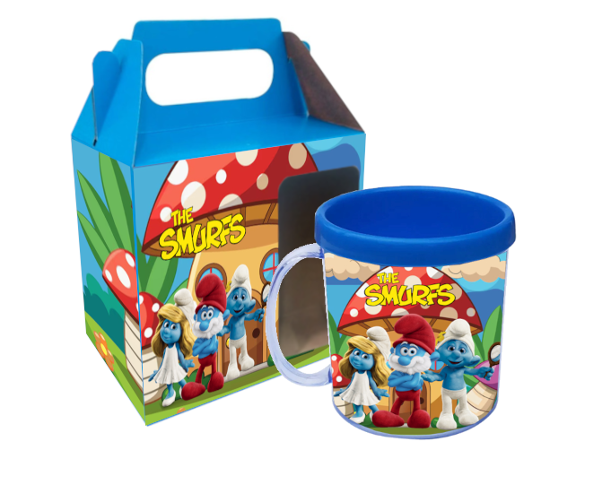 lembrancinha caneca rosqueada do smurfs